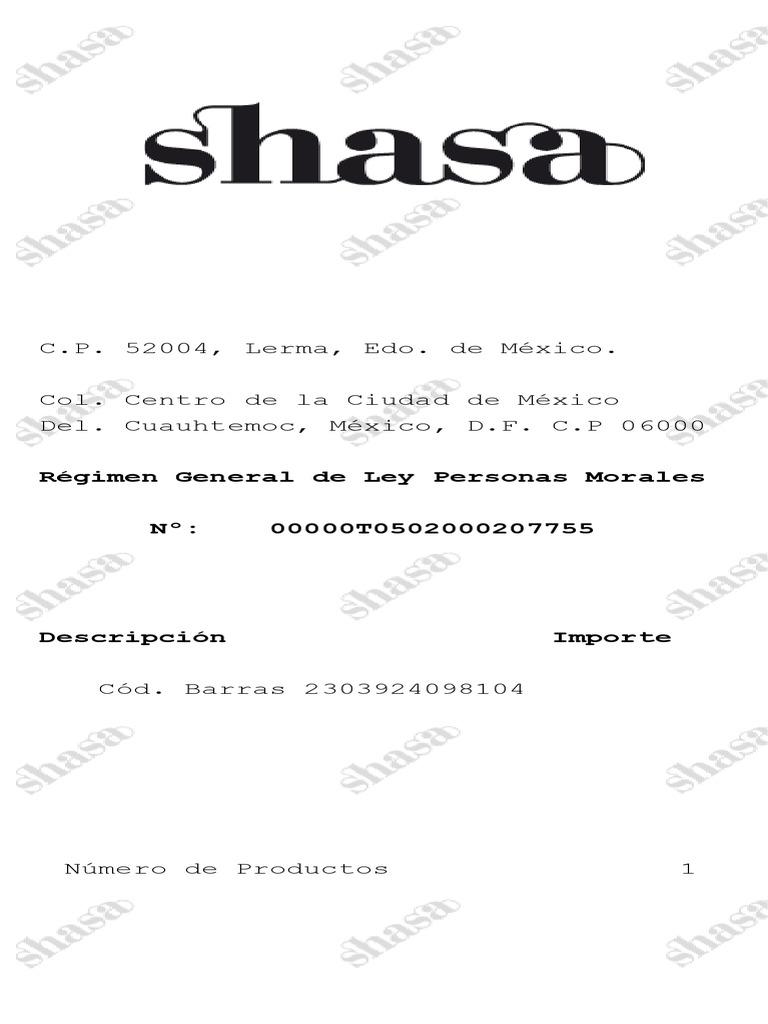 Ticket de Venta Shasa 2024 | PDF