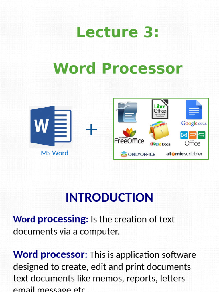Lecture 3 - Word Processing | PDF | Microsoft Word | Pages (Word Processor)
