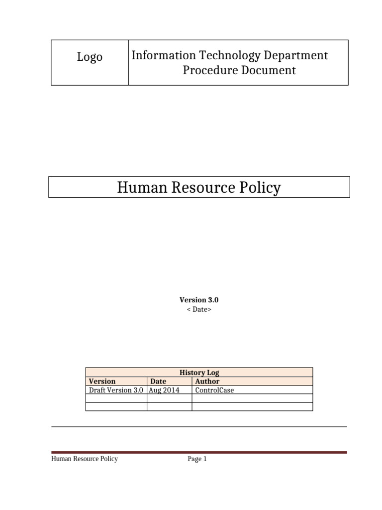 Human Resource Policy v3 | PDF | Information Security | Employment