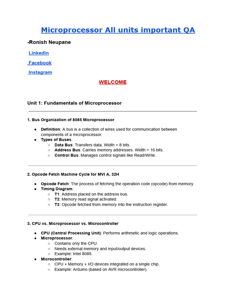 Microprocessor-Important-questions | PDF | Computer Data Storage | Central Processing Unit