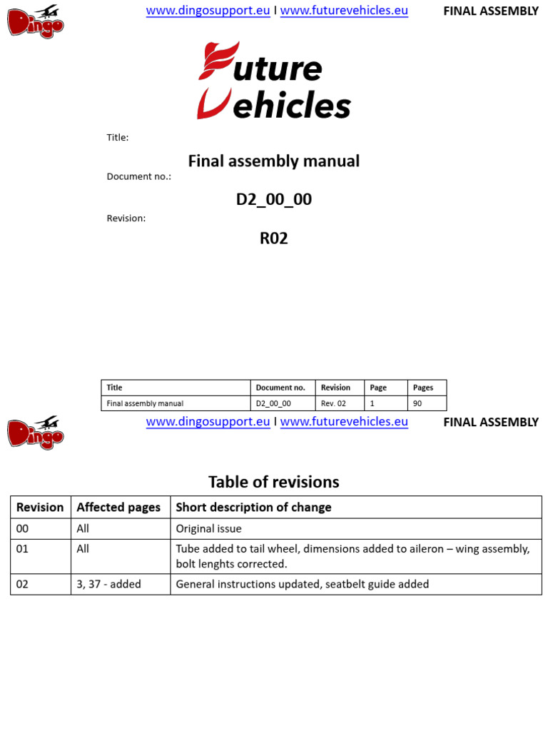D2 - 00 - 00 R02 Final Assembly Manual | PDF | Flight Control Surfaces ...