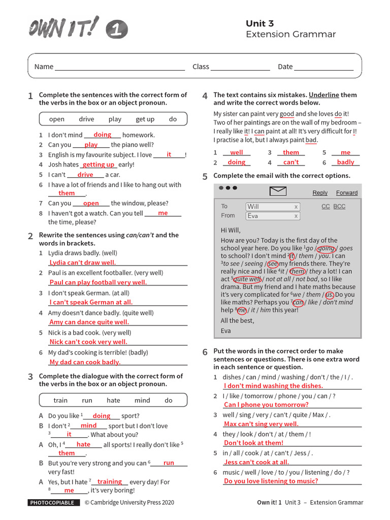 Extension_Grammar_Unit3_with_answers | PDF | Subject (Grammar ...