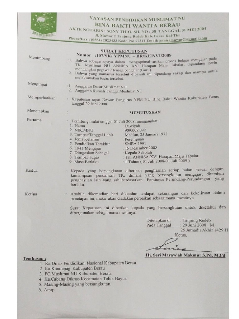 Contoh SK Annisa | PDF