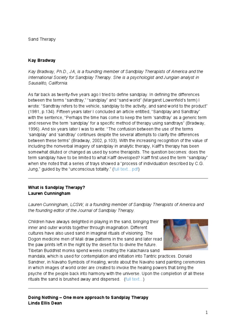 Sand Play Therapy | PDF | Play Therapy | Art Therapy