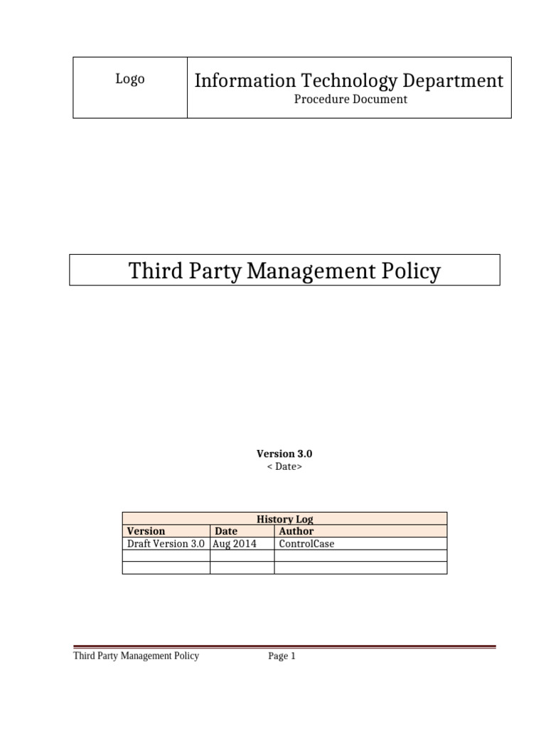 Third Party Management Policy v3 | PDF | Payment Card Industry Data ...