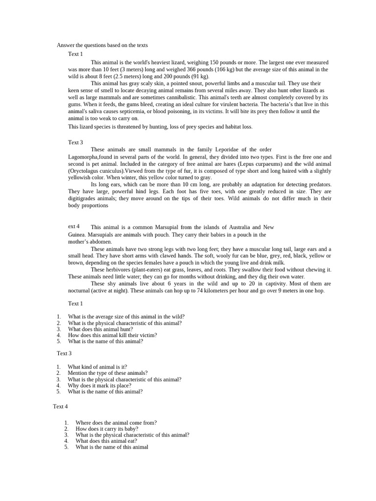 Answer the questions based on the texts FACTUAL REPORT TEXT | PDF ...