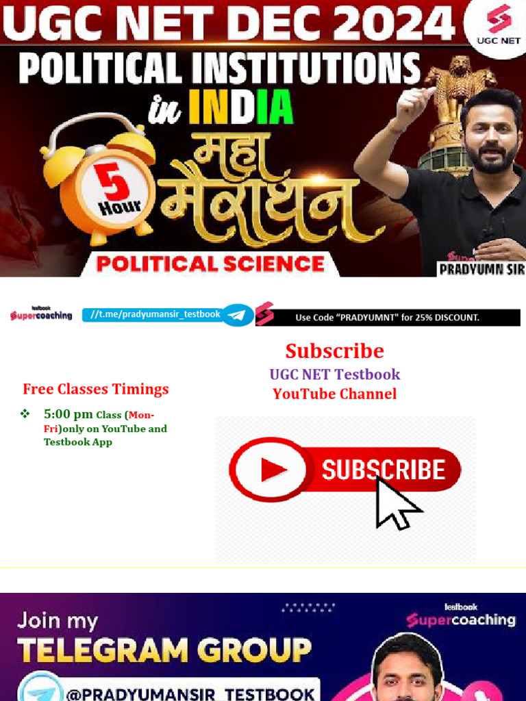 Unit 7 - Political Institutions in India (Marathon Session) | PDF