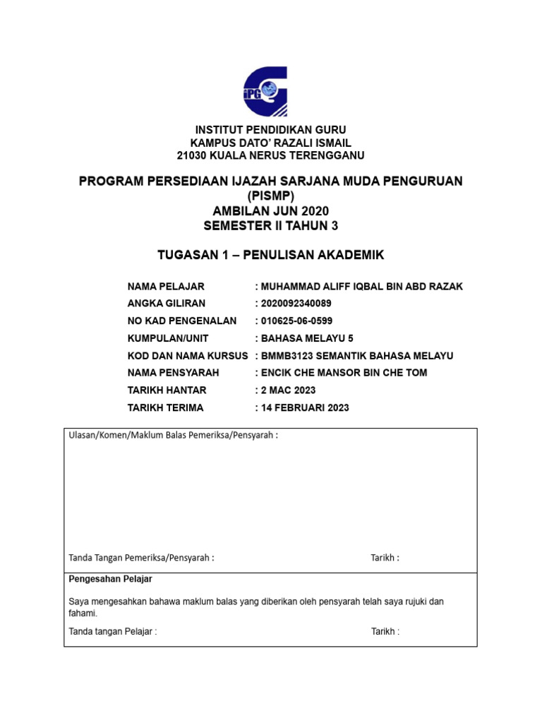 T1-Bmmb3123-Muhammad Aliff Iqbal Bin Abd Razak | PDF