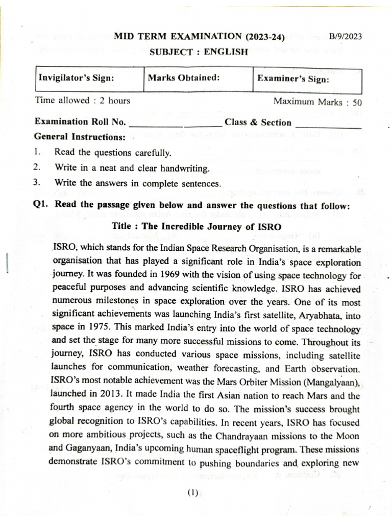 Class 4 Sample Format | PDF
