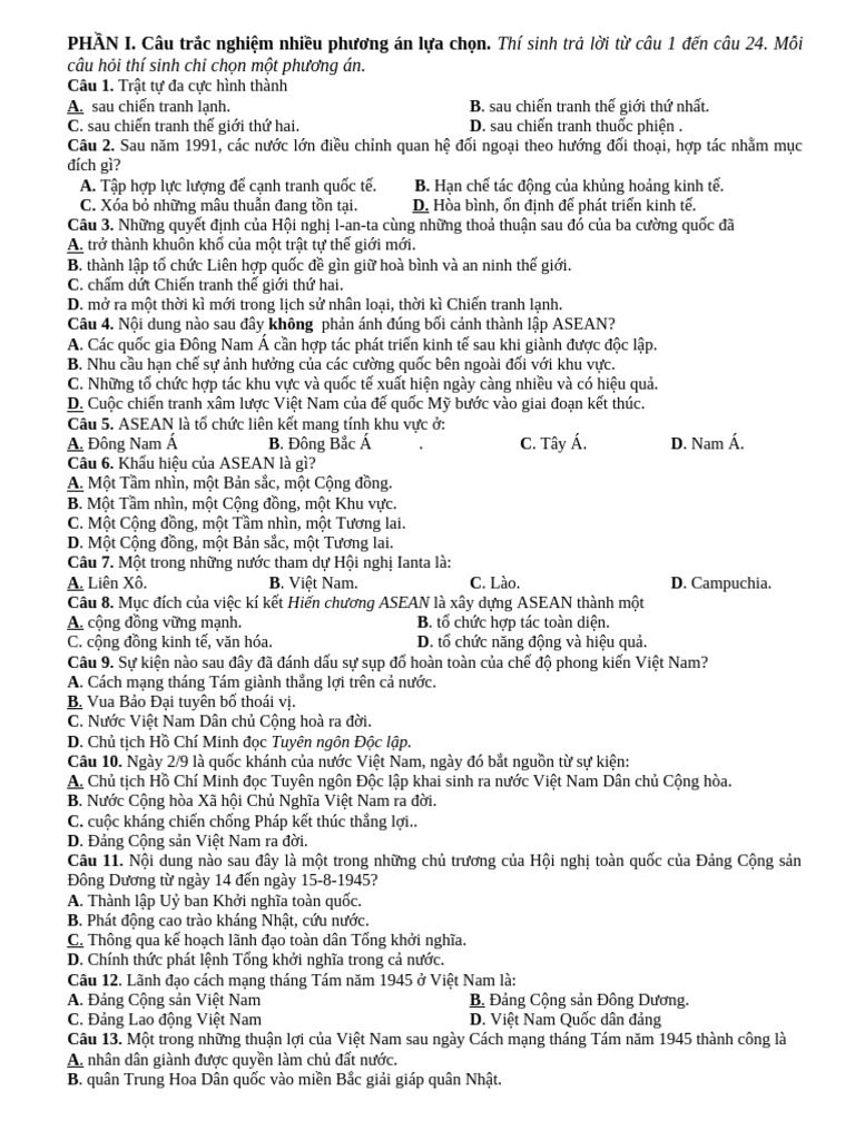 ĐỀ KIỂM TRA CUỐI KÌ 1 L12 2025S | PDF