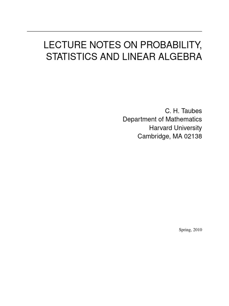 LECTURE NOTES ON PROBABILITY, STATISTICS & LINEAR ALGEBRA | PDF ...