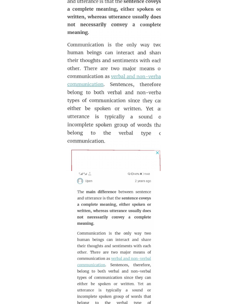 Difference Between Sentence and Utterance | PDF