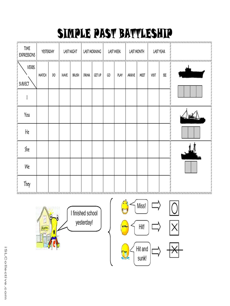 Game - Battleship - Simple Past | PDF | Subject (Grammar) | Language ...