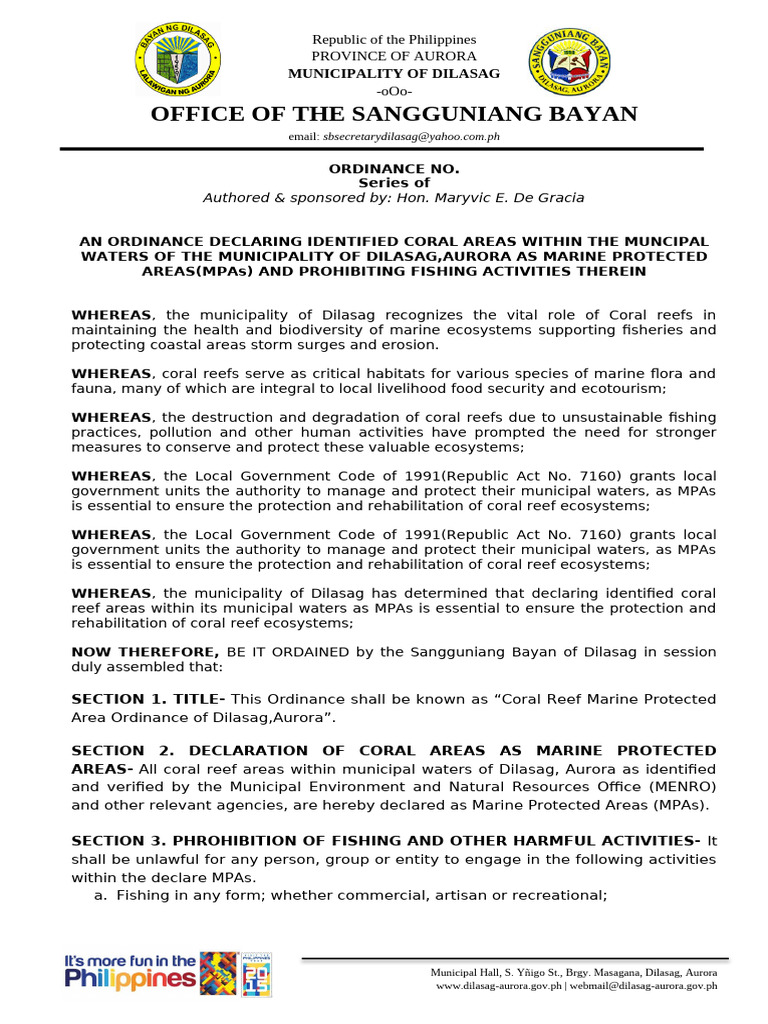 Marine Protected Areas Ordinance | PDF | Natural Environment ...