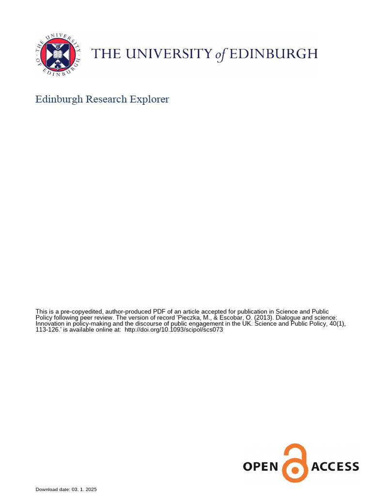 Dialogue and Science. Pieczka and Escobar | PDF | Science