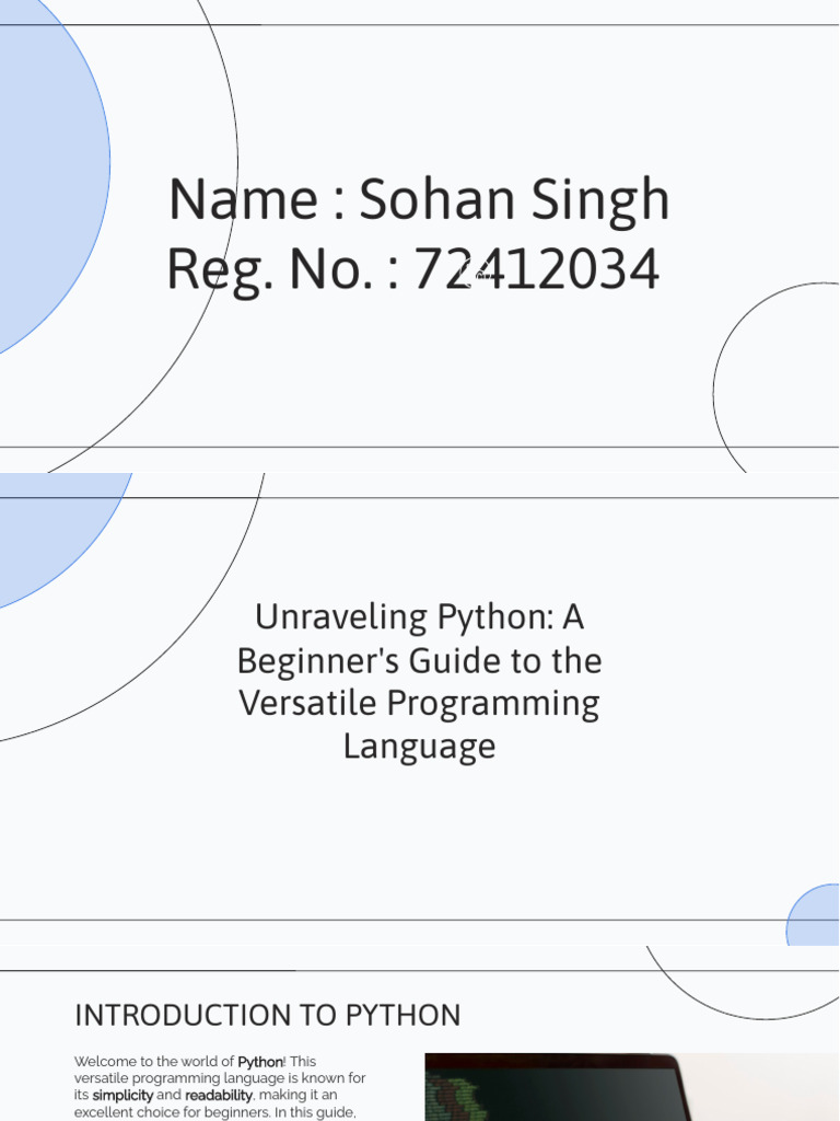 Slidesgo Unraveling Python A Beginners Guide To The Versatile Programming Language ...