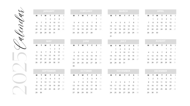 Black and White Simple Minimalistic 2025 2026 Year Monthly Calendar | PDF