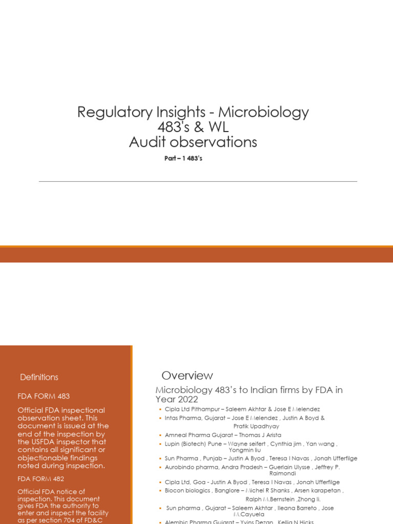 FDA 483 Observations in Indian Pharma | PDF | Pharmaceutical Industry ...