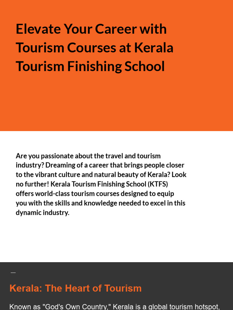 Elevate Your Career With Tourism Courses at Kerala Tourism Finishing ...