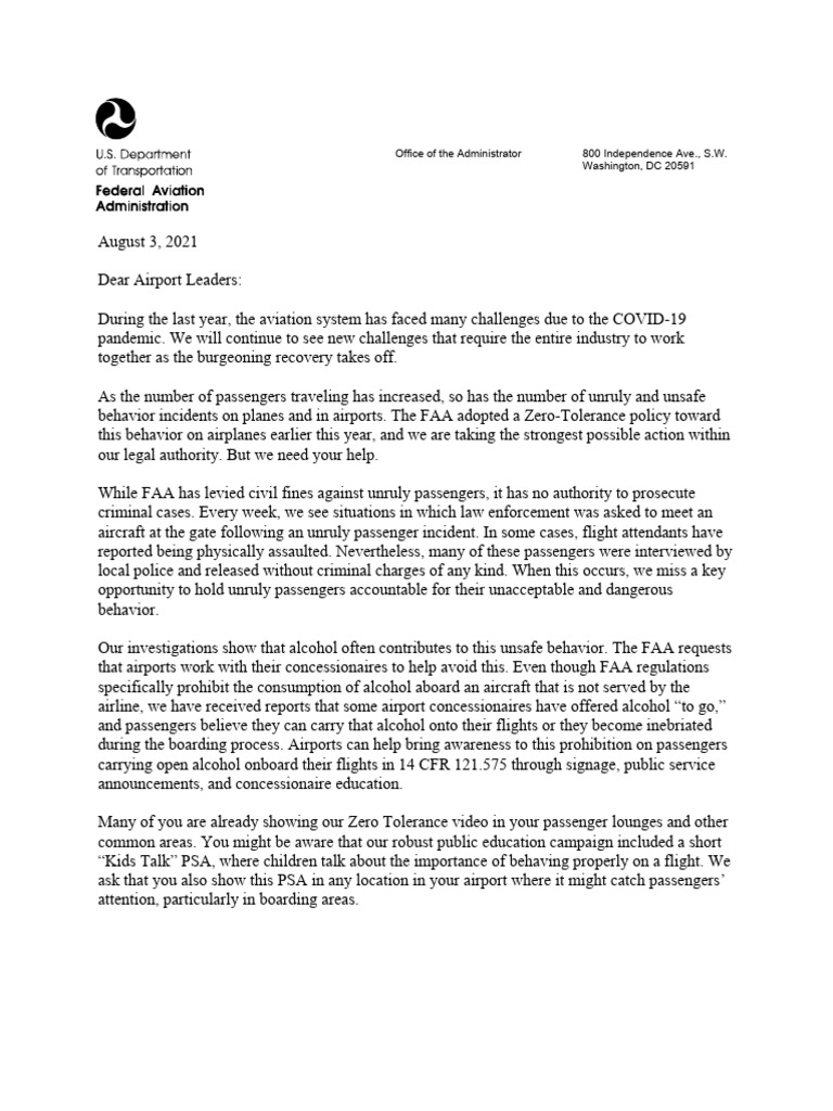 FAA Letter_to_airports_FINAL_signed | PDF | Federal Aviation ...