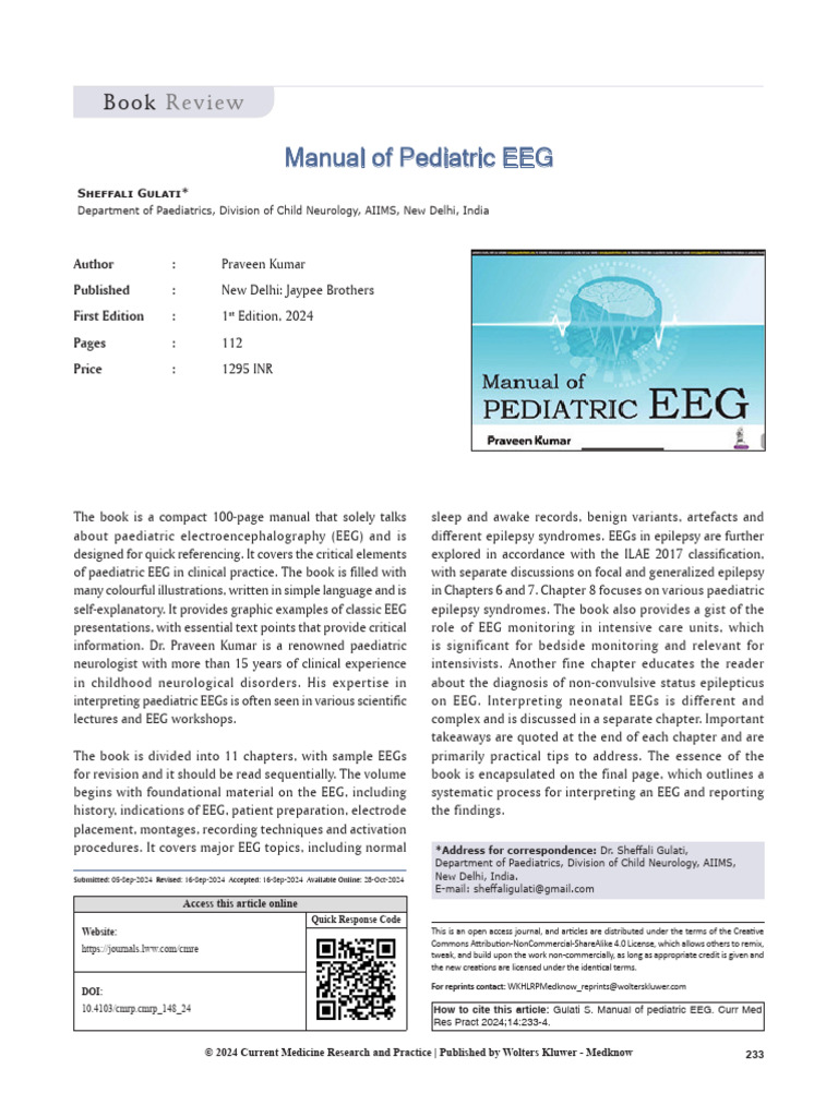 Pediatric EEG Manual Review 2024 | PDF | Electroencephalography | Neurology