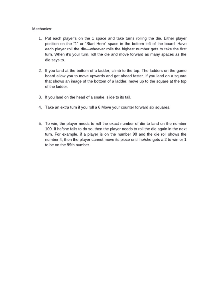 Classic Snakes and Ladders Rules | PDF