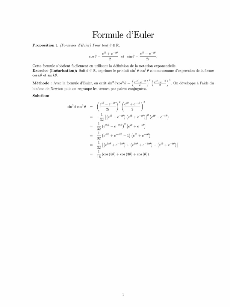 Formules D'euler | PDF