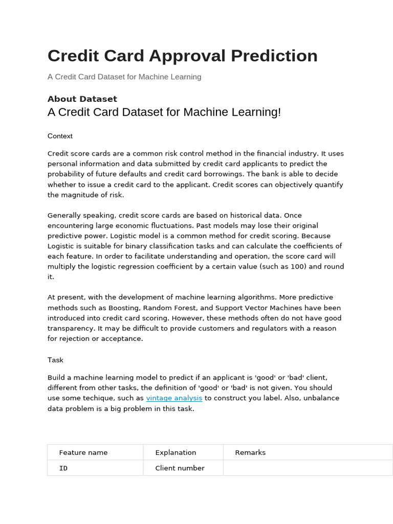 Credit Card Approval Data Information | PDF | Logistic Regression ...