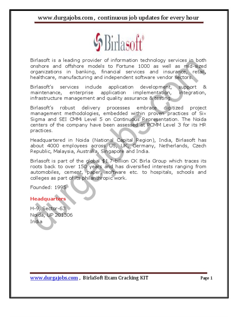 Headquarters:, Birlasoft Exam Cracking Kit | PDF | C (Programming Language) | Computer Programming