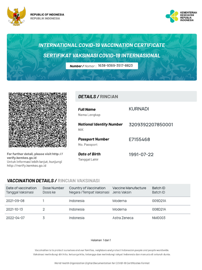SERTIFIKAT-VAKSIN-WHO-816 | PDF