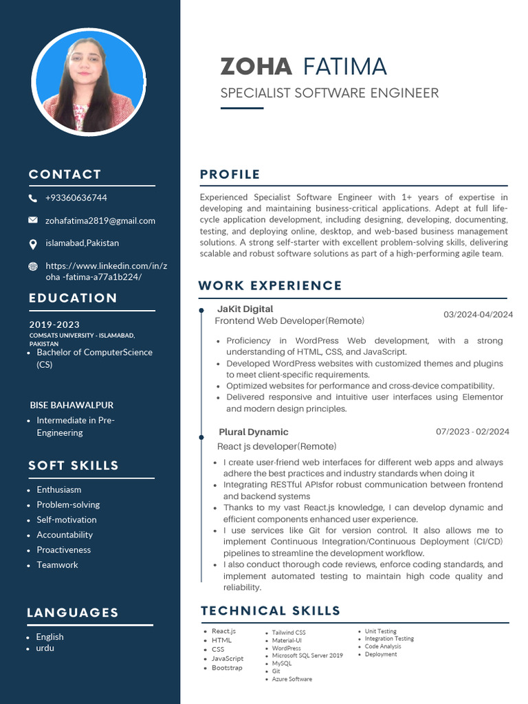 Specialist Software Engineer Profile | PDF | Software Engineering | World Wide Web