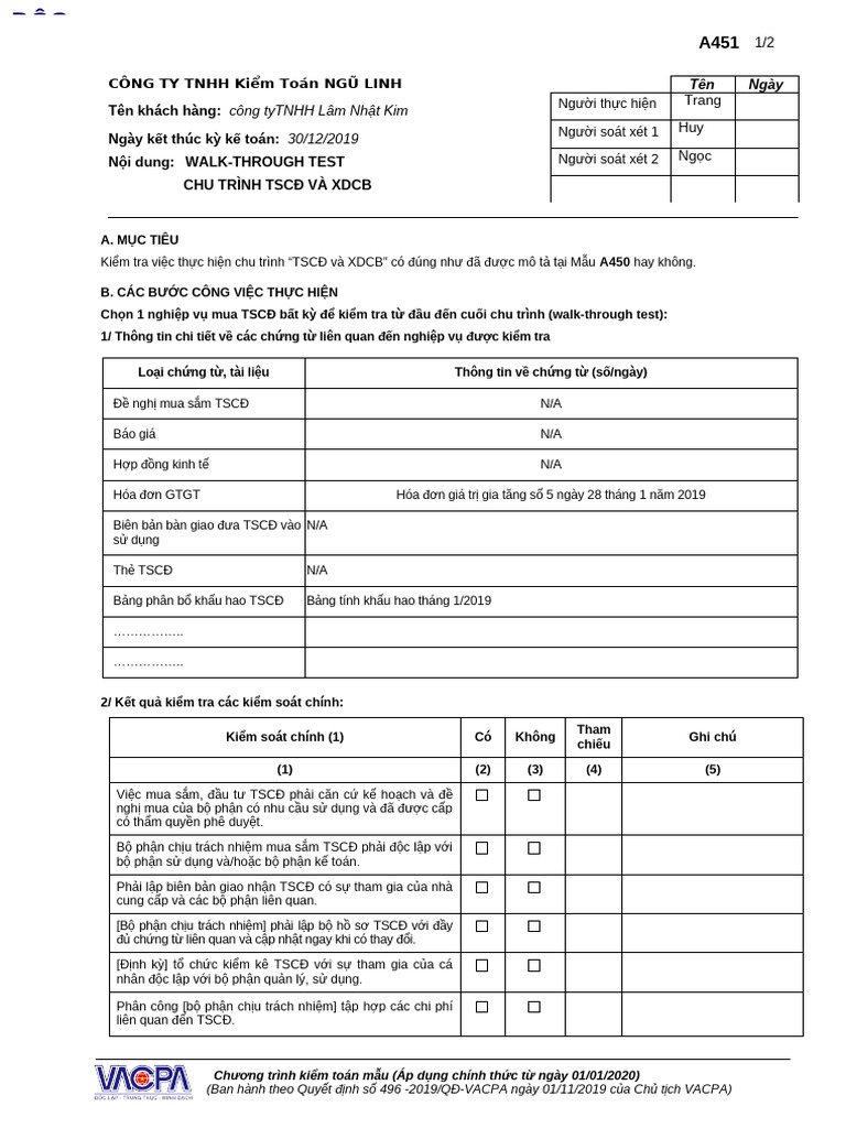 A451 - Walk Through Chu Trinh TSCD Va XDCB (X) | PDF