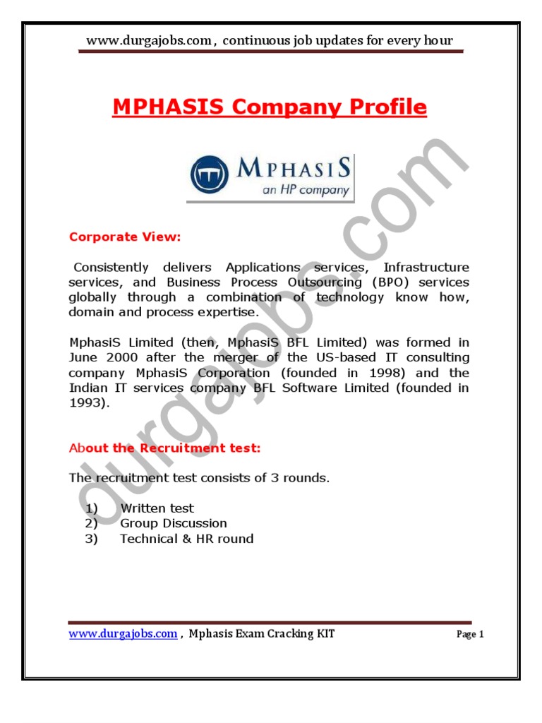 MPHASIS Company Profile: Corporate View | PDF