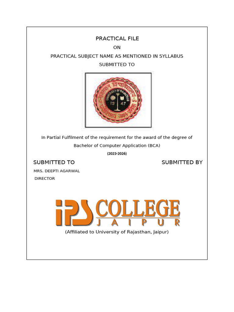 PRACTICAL FILE FORMAT BCA | PDF PRACTICAL FILE FORMAT BCA | PDF