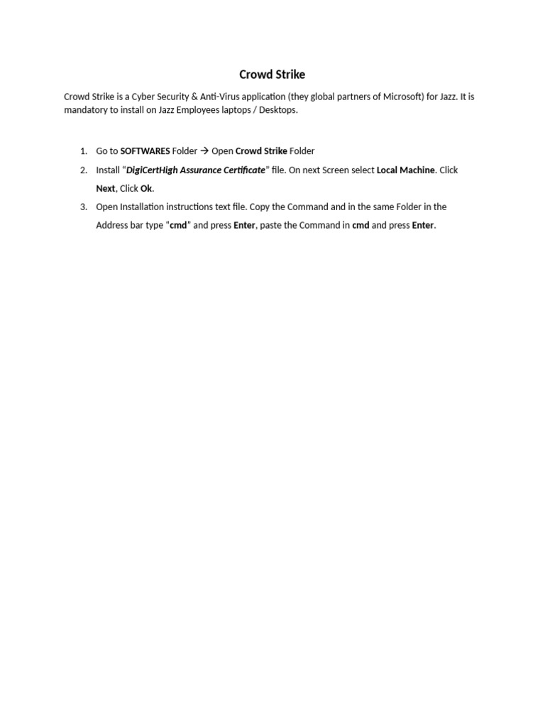 Crowd Strike Installation Guide 1 Pdf