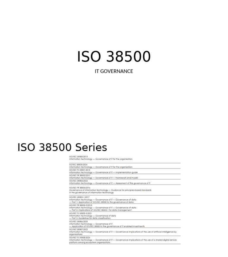 ISO 38500 Family | PDF