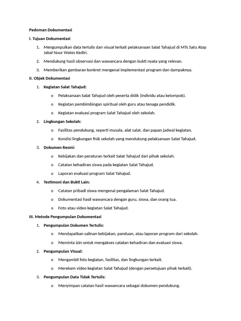 Pedoman Dokumentasi | PDF