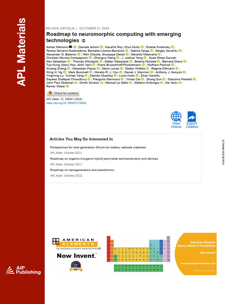 Roadmap To Neuromorphic Computing With Emerging Technologies | PDF | Computing | Central ...