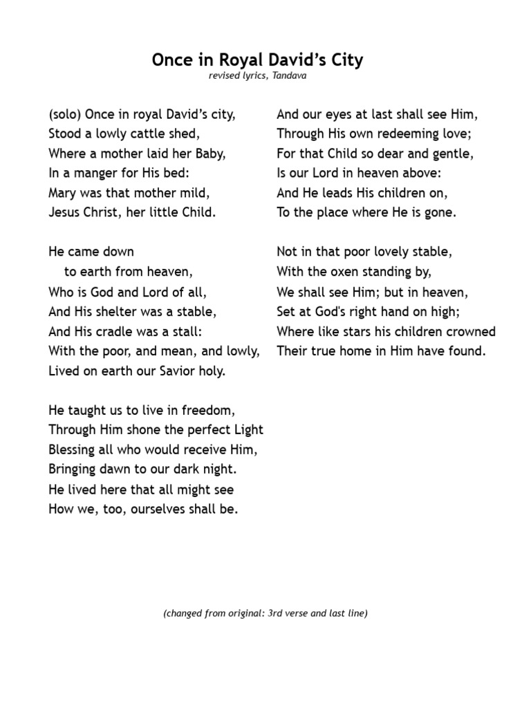 Once in Royal Davids City Lyrics PDF | PDF
