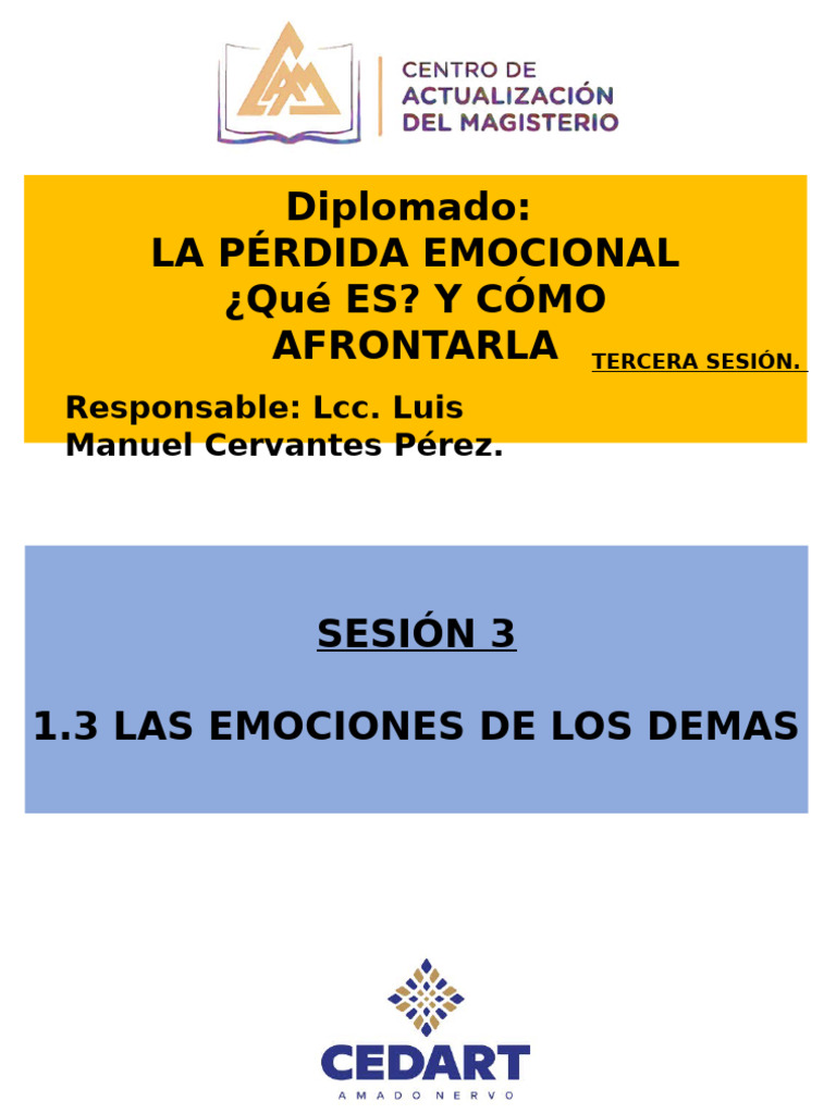 Sesion 3 de 13 Perdida Emocional | PDF | Las emociones | Ciencias del comportamiento