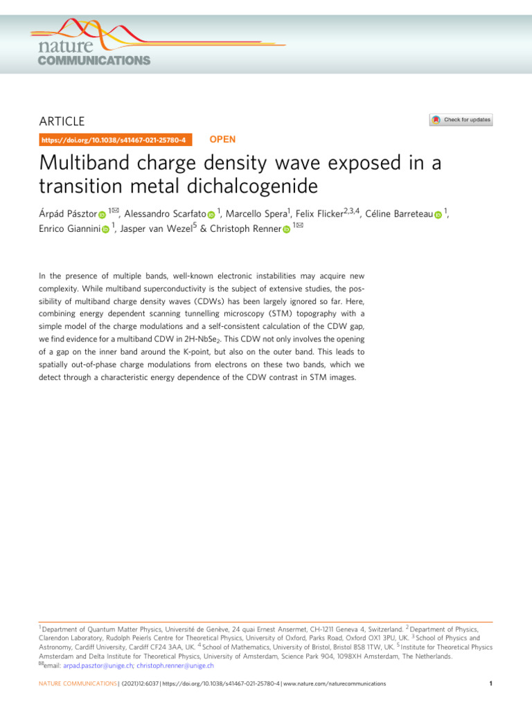 Multiband Charge Density Wave Exposed in A Transition Metal ...