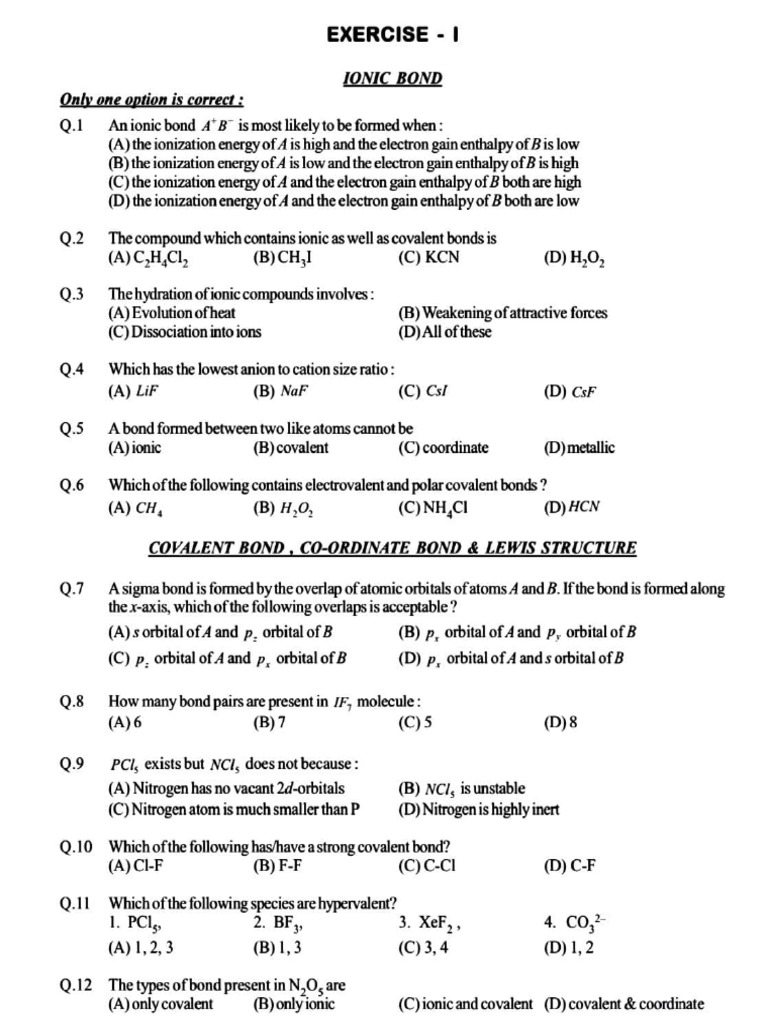 Bonding Practice | PDF | Chemical Bond | Molecular Orbital