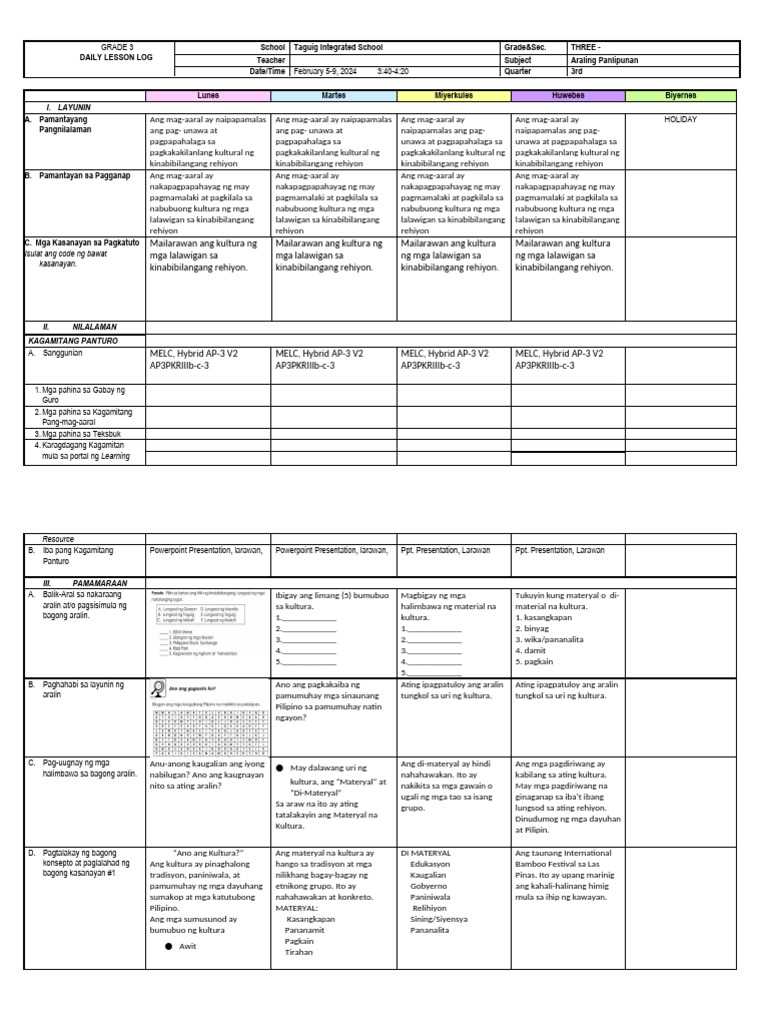 Ap3 DLL Q3 Week 1 | PDF