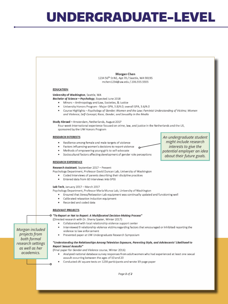 Undergraduate CV Tips for Research Roles | PDF