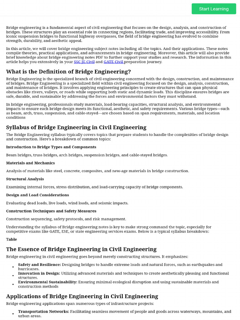 Bridge Engineering Notes_ Download Subject Notes & Free PDF For AE_JE ...