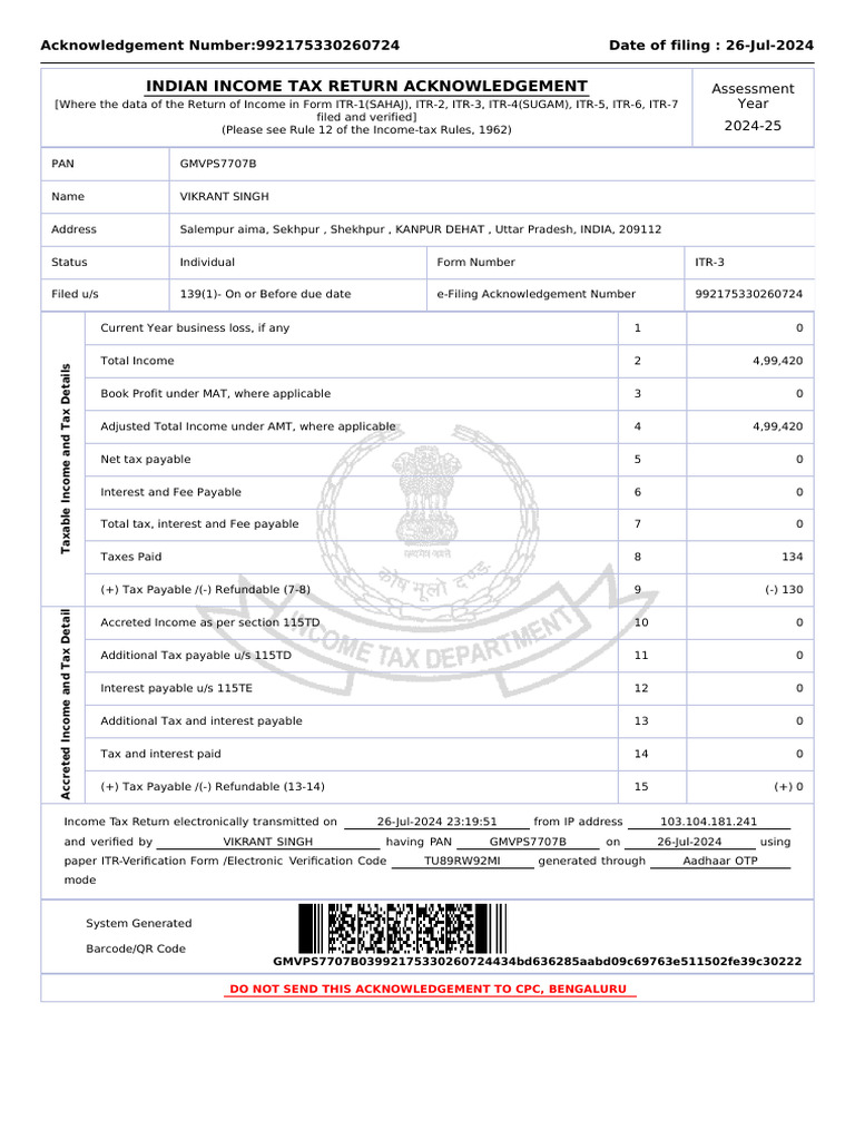 VIKRANT SINGH | PDF | Taxes | Income