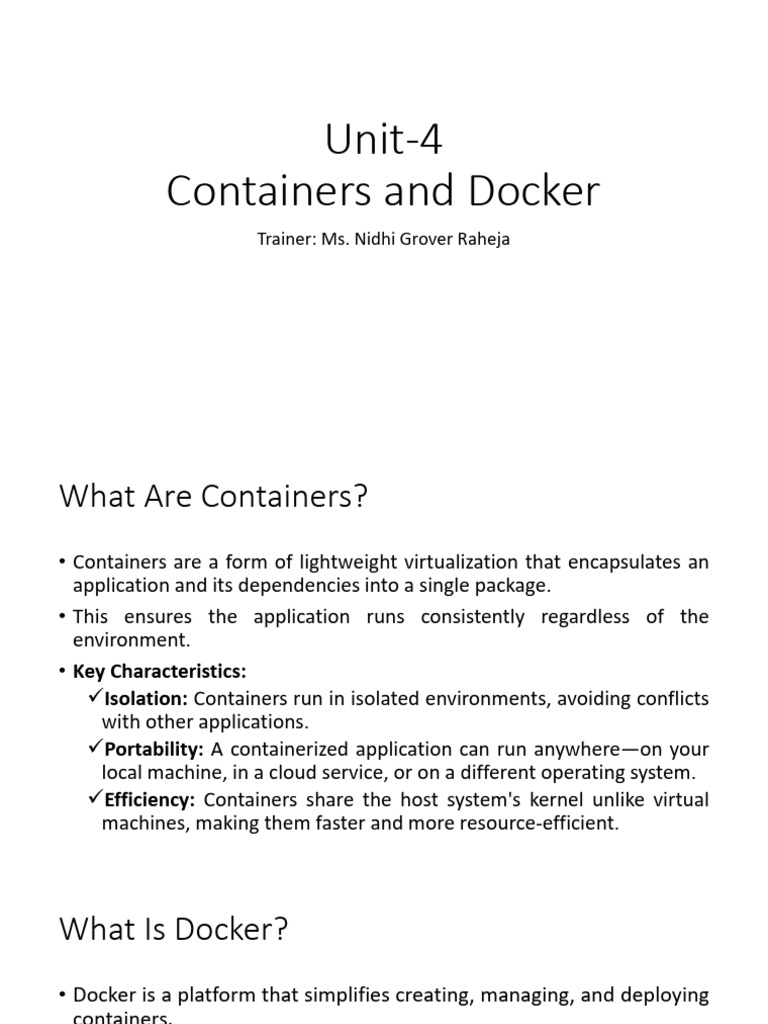 Unit-4 Containers and Docker | PDF | Software Development | System Software