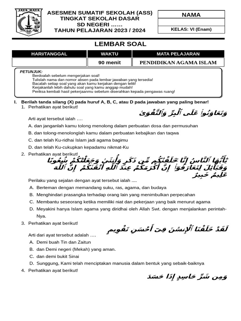 1a.SOAL ASS PAI SMT 2 2024 | PDF