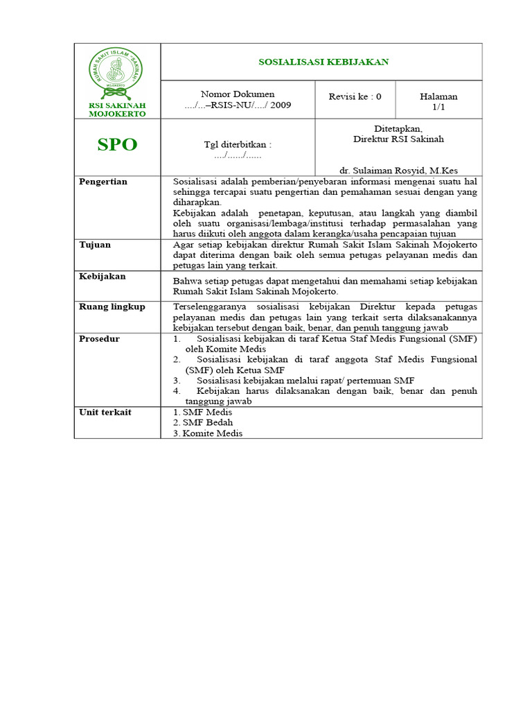 SOP-Sosialisasi-Kebijakan | PDF
