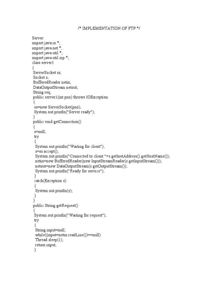 Ftp In Java Pdf Internet Protocols Computer Engineering 4289